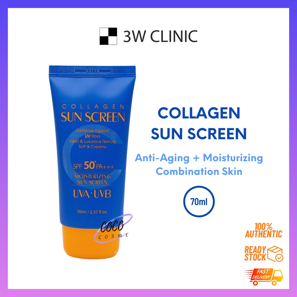 3W Clinic Intensive UV Sun Block Cream | Collagen Sunscreen | Natural ...