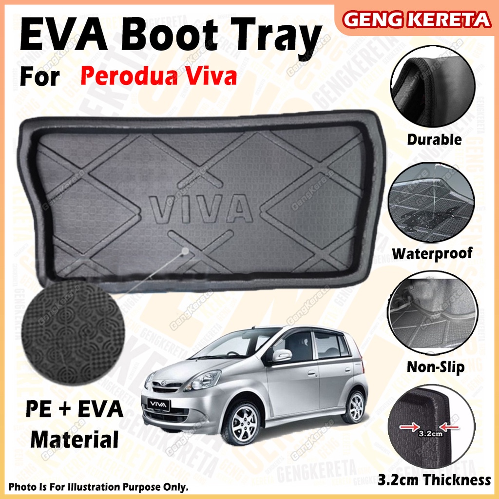 For Perodua Viva EVA Copolymer Rear Boot Tray Luggage Cargo Trunk Tray ...