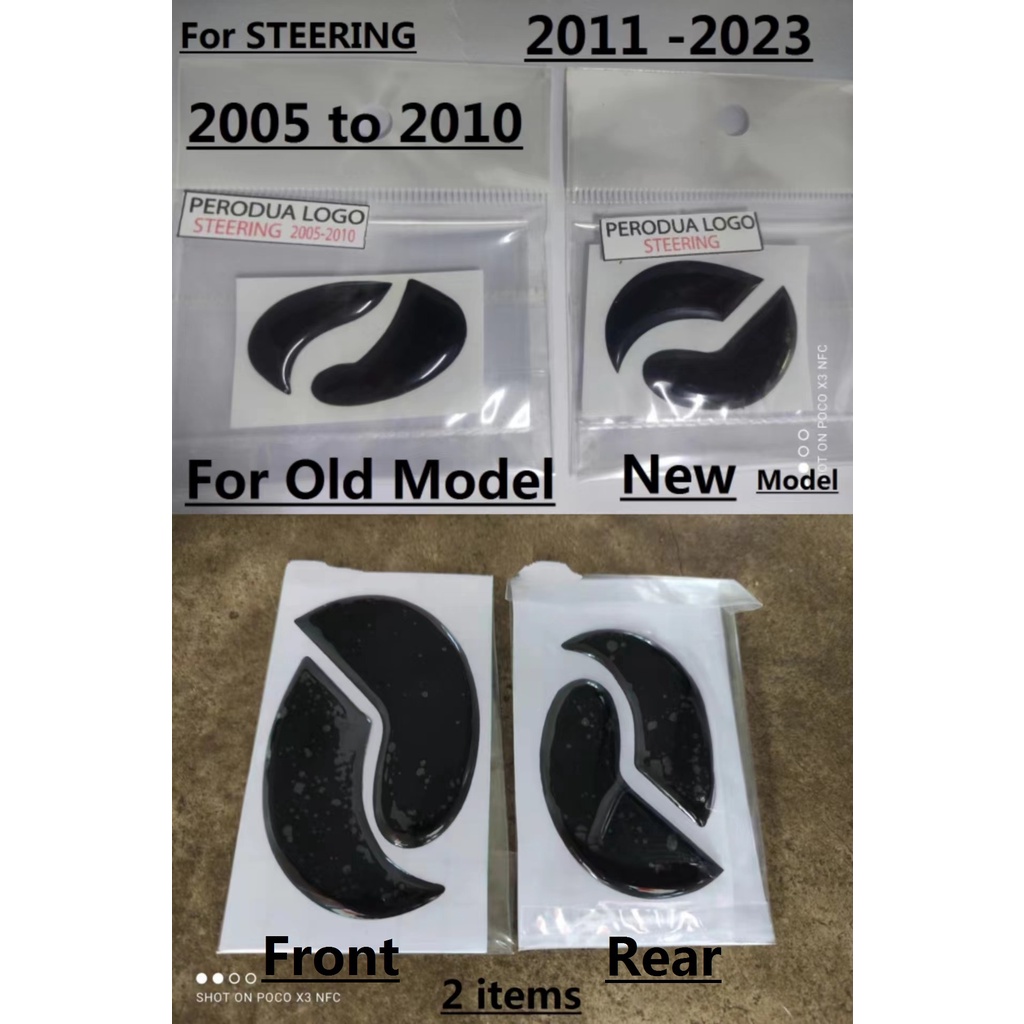 ALL BLACK Perodua 3D Epoxy Rflective Sticker Front + Rear + Seetring ...
