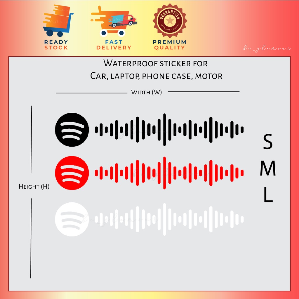 Spotify car Sticker Reflective stiker music waterproof pantulan cahaya ...