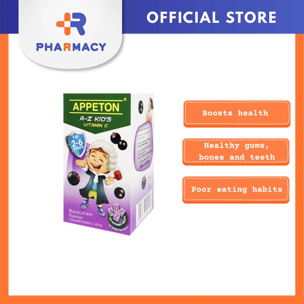 R Pharmacy | Appeton A-Z Kids Chewable Vitamin C 30mg Blackcurrant 100s ...
