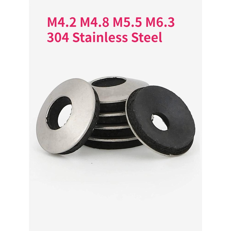 M4.2 M4.8 M5.5 M6.3 304 Stainless Steel Composite Waterproof Gasket EPDM Non-slip Washers ...