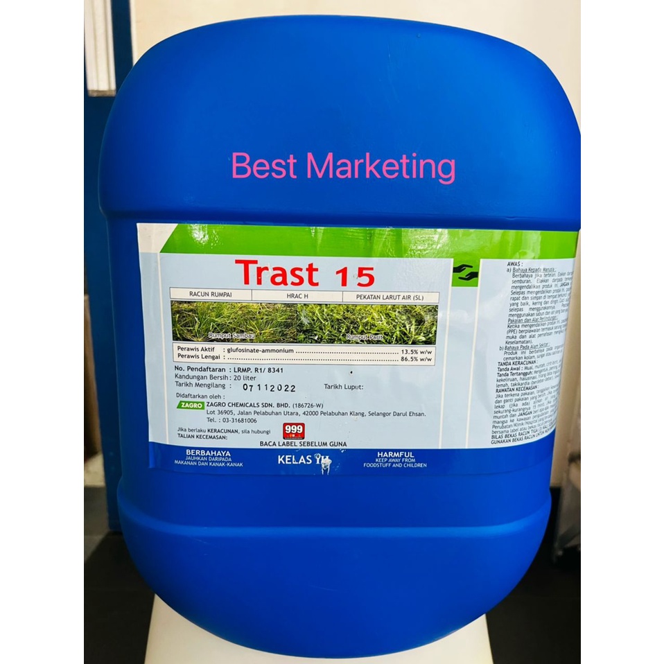 20LIT TRAST 15 ZAGRO / Glufosinate Ammonium 13.5/ Basta 15/ Kenbast 15 ...