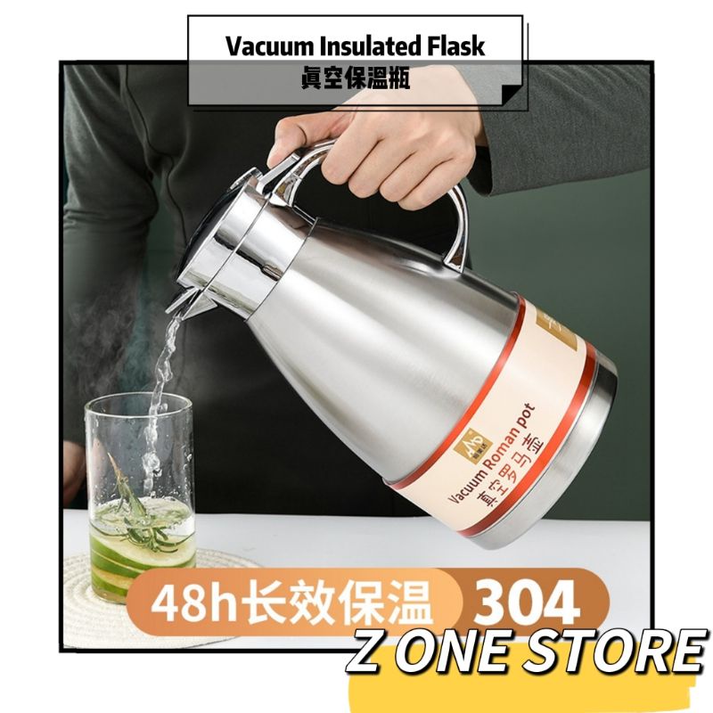 🦁 1.8L/2.3L 304 Stainles Steel Vacuum Insulated Flask Thermos Flask Thermos Pot Jug Kettle ...