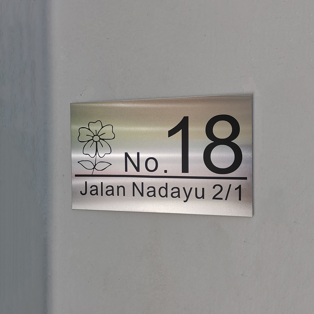 Aluminum House Number Plate New Design Black Font Sticker Rumah Papan ...
