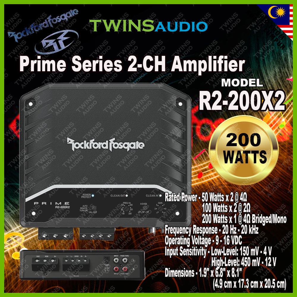 Rockford Fosgate Prime Series Mono Amplifier ( R2-200x2 / R2-300X4 / R2-500X4 / R2-500X1 / R2 ...