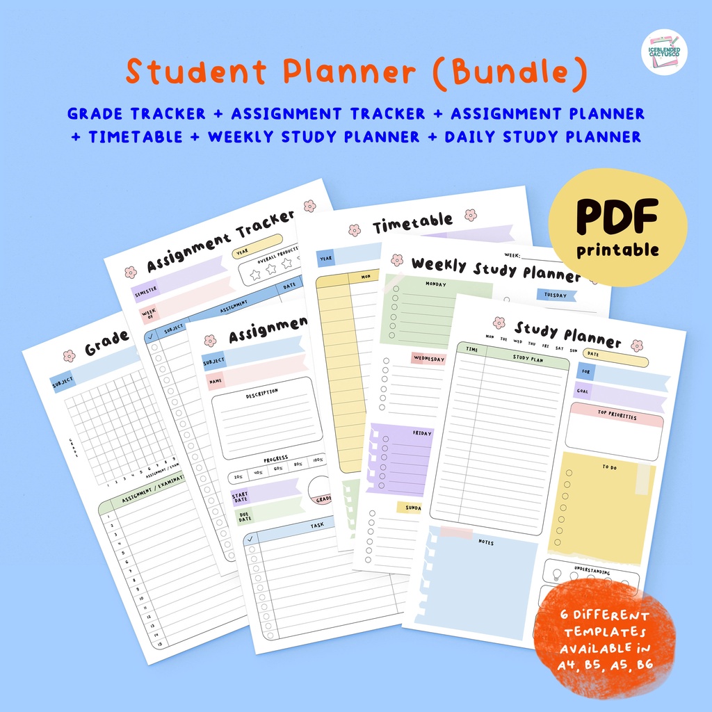 (Series B) Color/Colorles Student Study Project Planner - Assignment ...