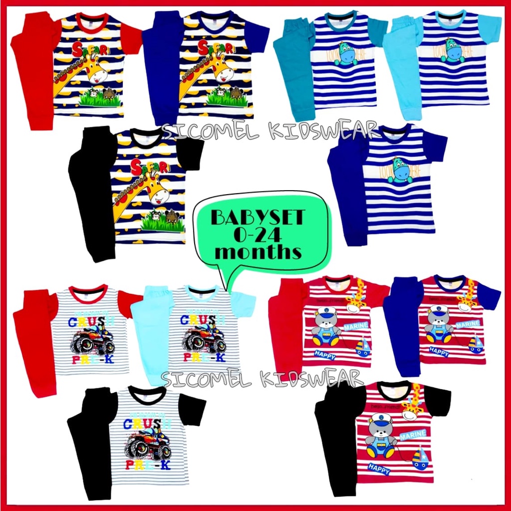 [6-24months] Baju Baby Bayi Lelaki Perempuan Babyset Girl Boy Pyjamas ...