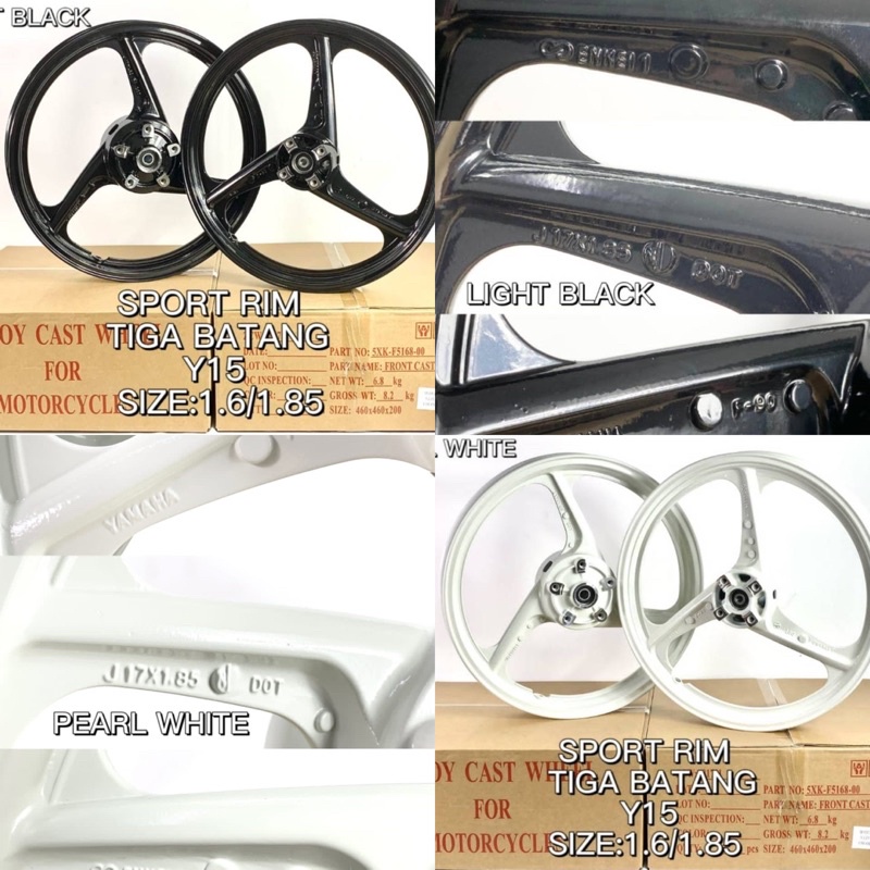 YAMAHA Y15 16/185 3L 3 BATANG YAMAHA ENKEI SPORT RIM ( WHITE / BLACK) | Shopee Malaysia