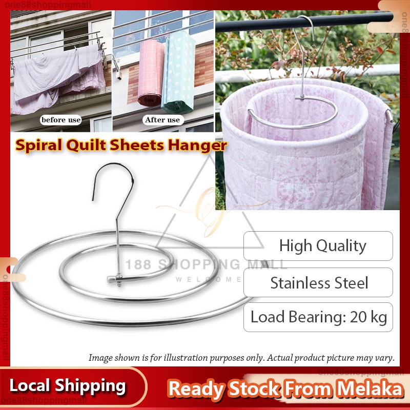 Round Spiral Quilt Sheets Drying Rack Stainless Steel Rotating Drying ...