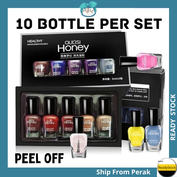 AIDA Oulisi Magic Peel Off 10bottle Nail Polish Color Set Water Proof ...