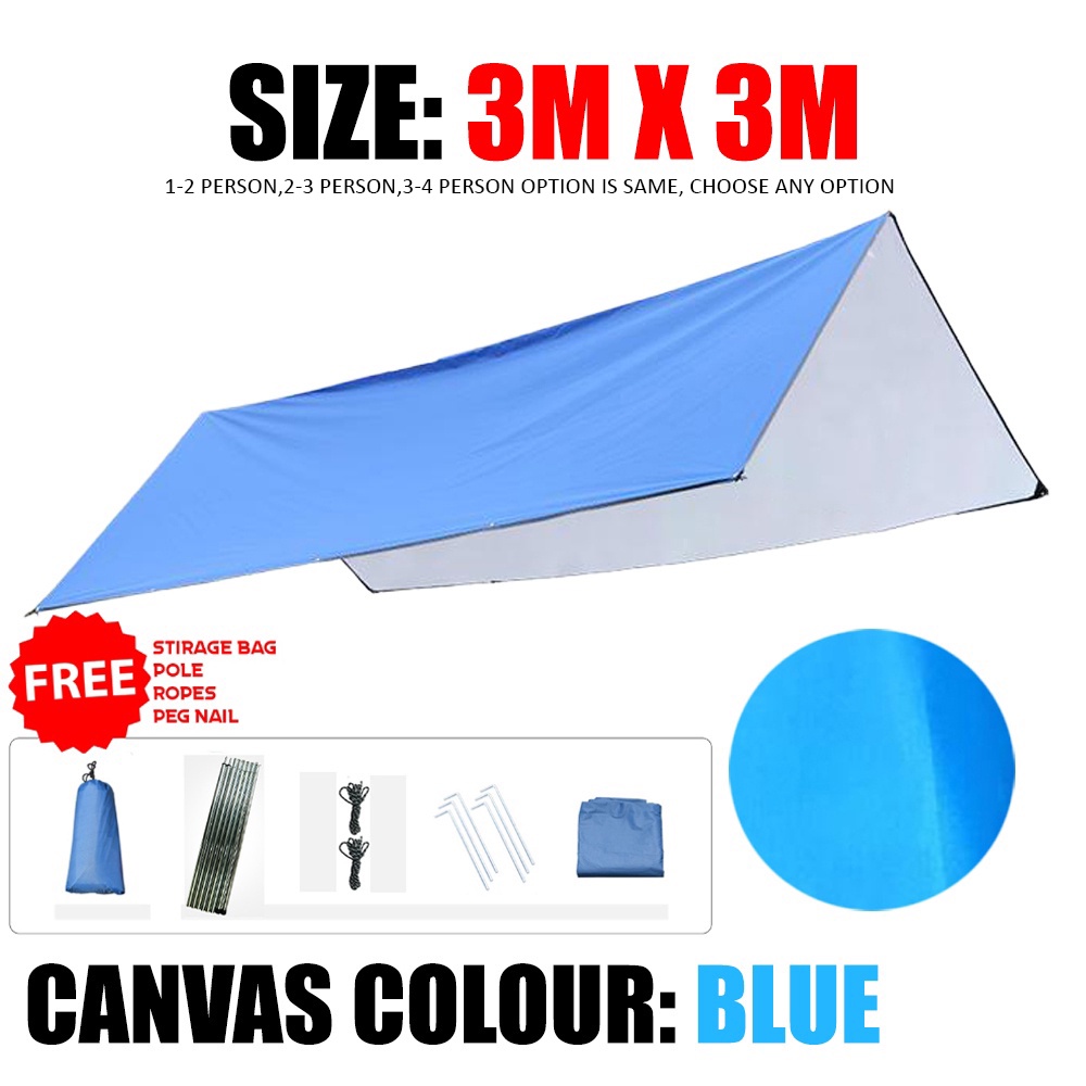 1-4 Person Camping Tent Pop Up Khemah Automatic 1or 2 Door Shelter UV ...