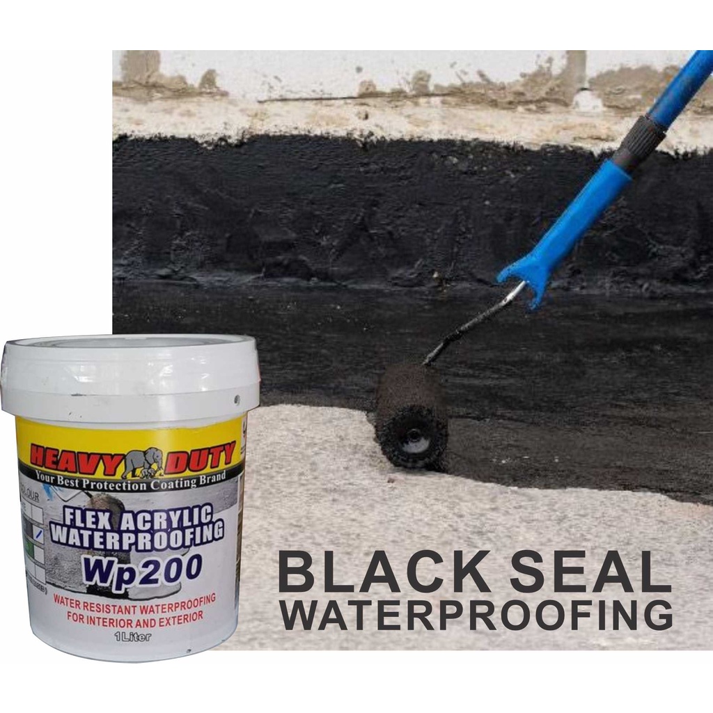 BLACK SEAL HEAVY DUTY ( 5KG ) WP200 Acrylic Waterproofing Paint Coating ...