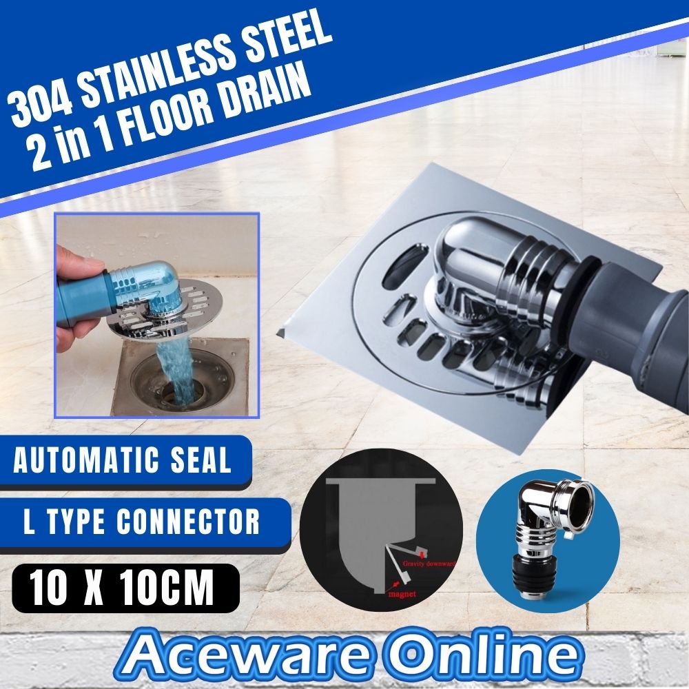 304 Stainless Steel Floor Drain 10Cm X 10Cm Floor Trap Cover Drain ...