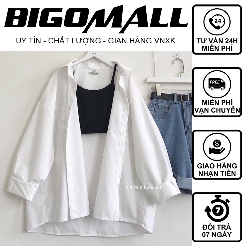Set of long-sleeved white shirts mixed with BIGOMALL black vermicelli 2 ...