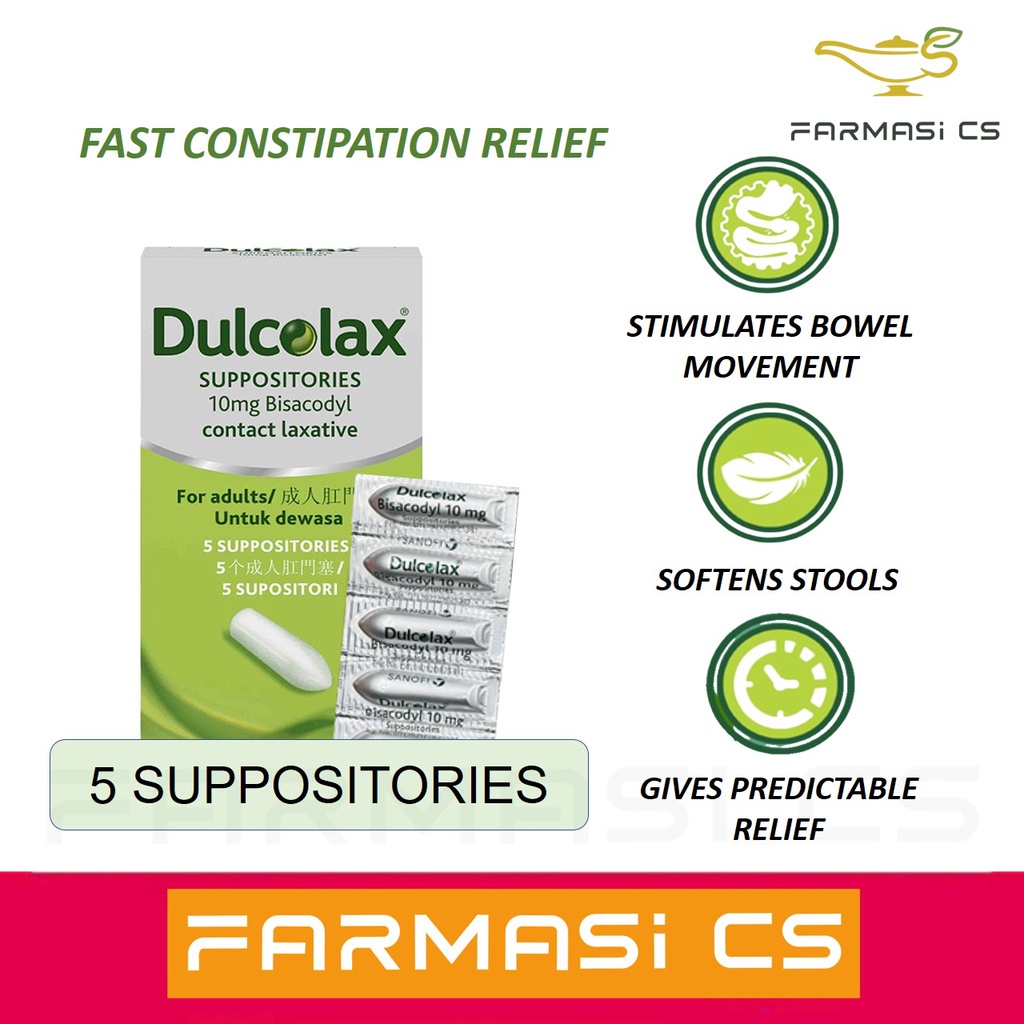 Dulcolax Bisacodyl 10mg 5 Suppositories EXP:04/2027 [ constipation ...