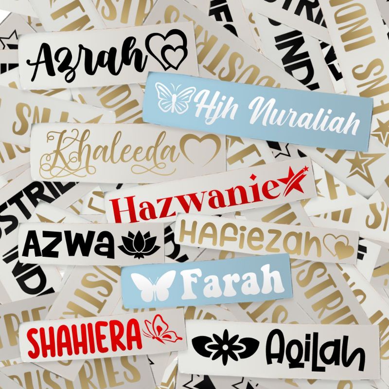 Sticker Custom Nama | Stiker Nama Tampal Kat Casing Iphone, Ipad ...