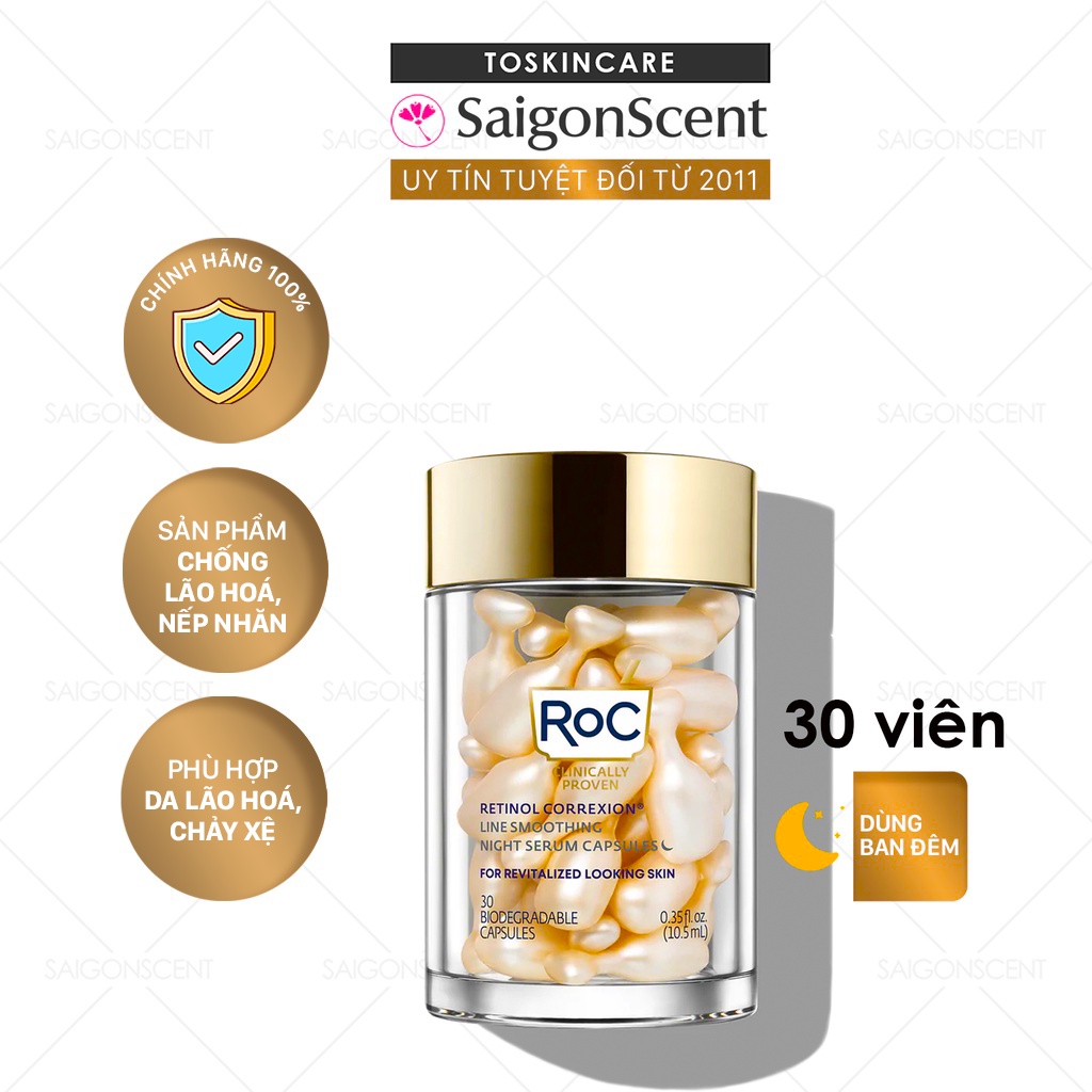 Roc Retinol Correxion Line Smoothing Night Serum Capsules (30 Tablets ...