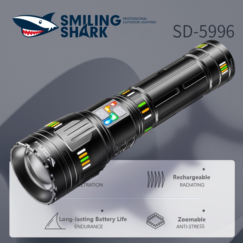 Smiling Shark Powerful Flashlight Led M80 12000LM Strong Light Flash ...
