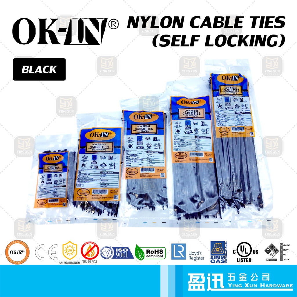 OK-IN Nylon Cable Tie Black Cable Wire Garden Plastik Ikat Pengikat ...
