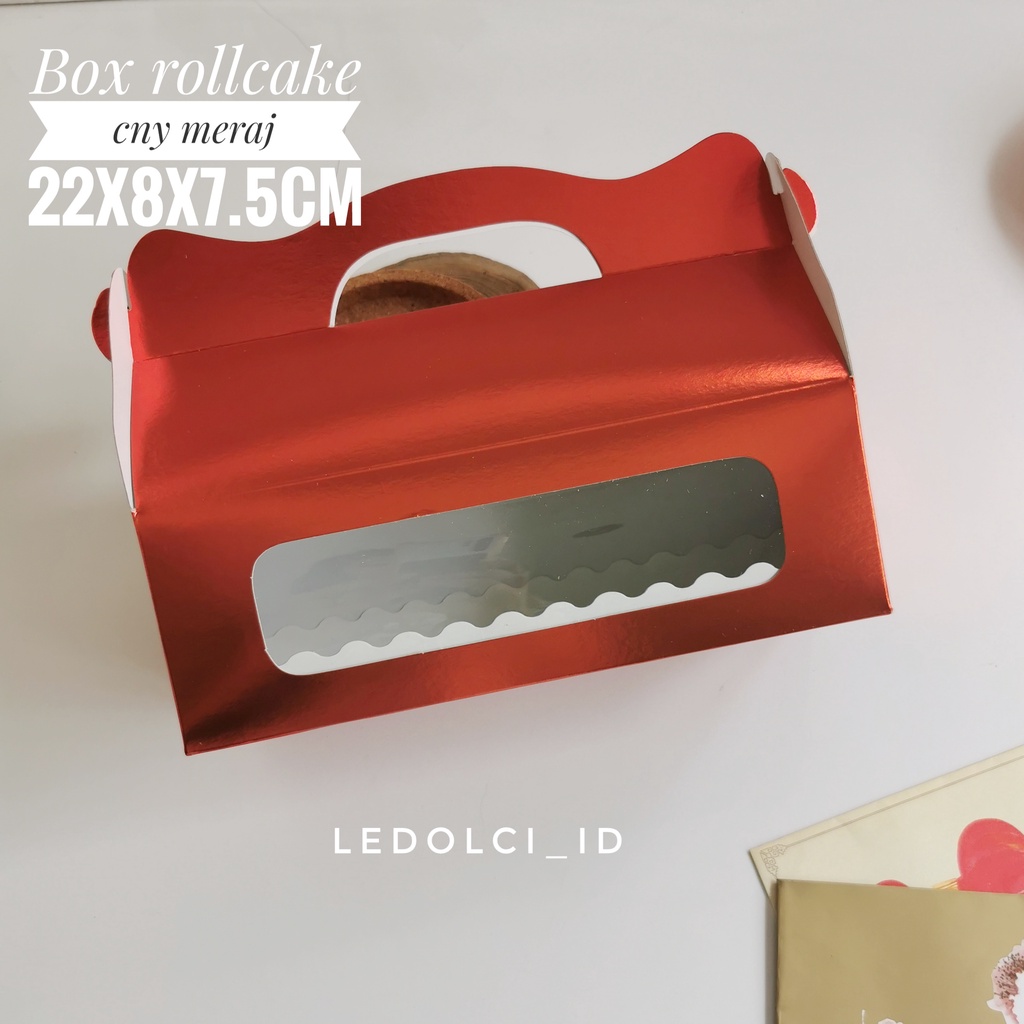 MERAH Box HAMPERS Chinese New Year CNY ROLLCAKE Red Glossy 22x8x7.5 CM ...