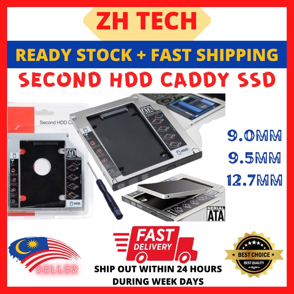 Hdd Caddy 9.5mm Laptop Dvd CD Rom to Ssd 9.0mm Second Hard Disk Tray 12 ...