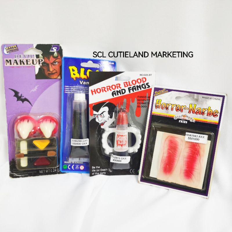 HALLOWEEN - Halloween Makeup Set Fake Blood Horror Narbe Teeth Fangs ...