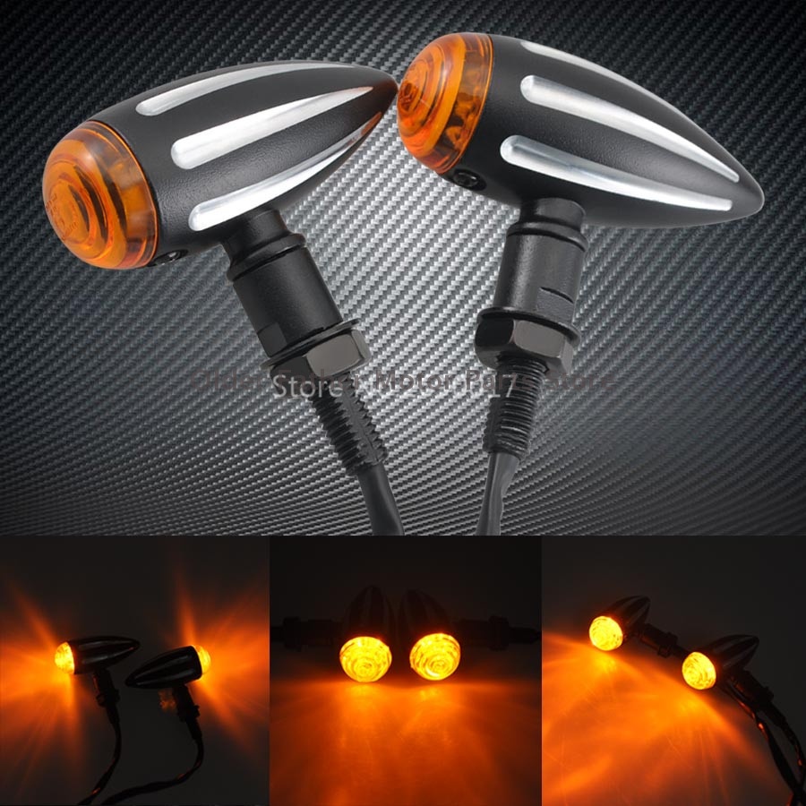Universal retro amber lens motorcycle running lights turn signal LED ...