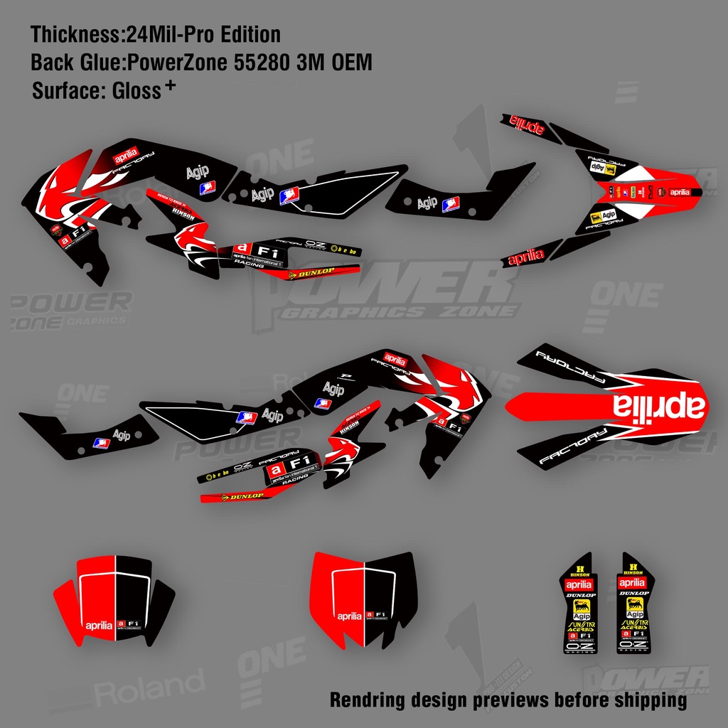 PowerZone Custom Team Graphics Decals 3M Stickers Kit For APRILIA SXV ...