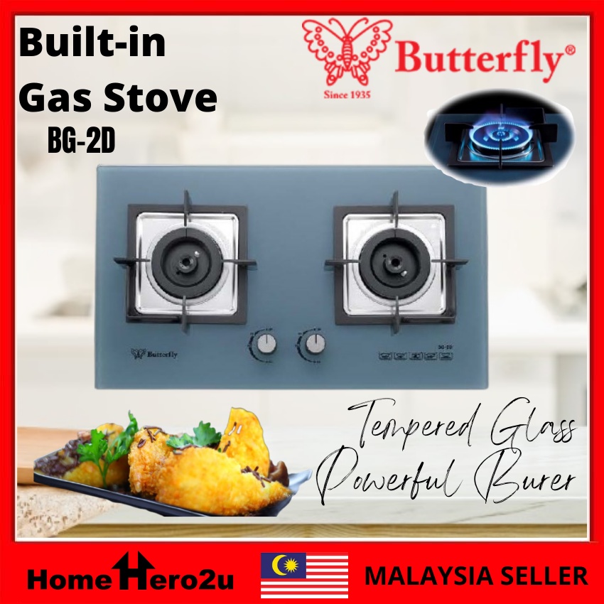 Butterfly BG-2D Built In Double Burner Glass Hob / Double Gas Stove ...