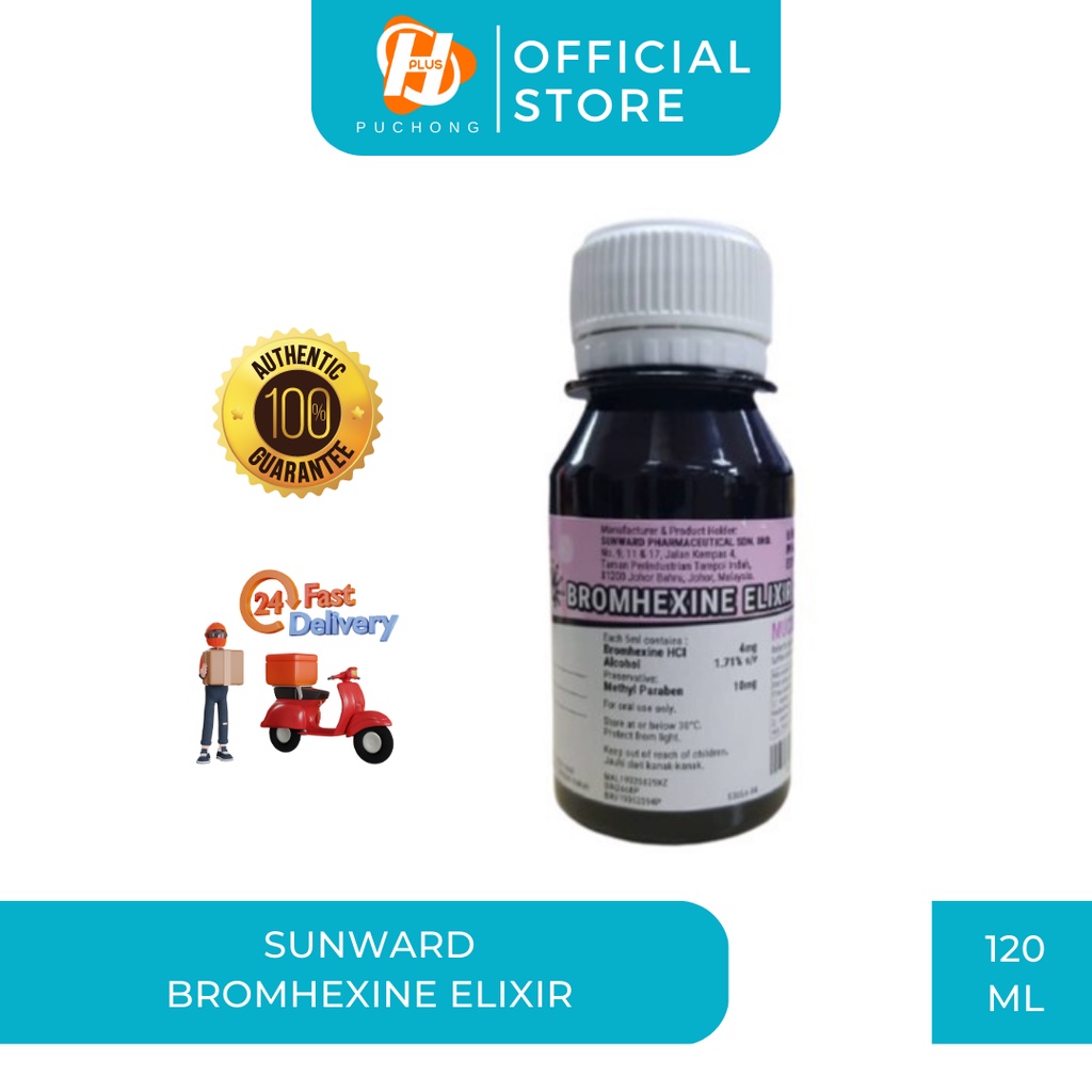 SUNWARD BROMHEXINE ELIXIR 120ML (Cough/Phelegm/Ubat batukCair kahak ...
