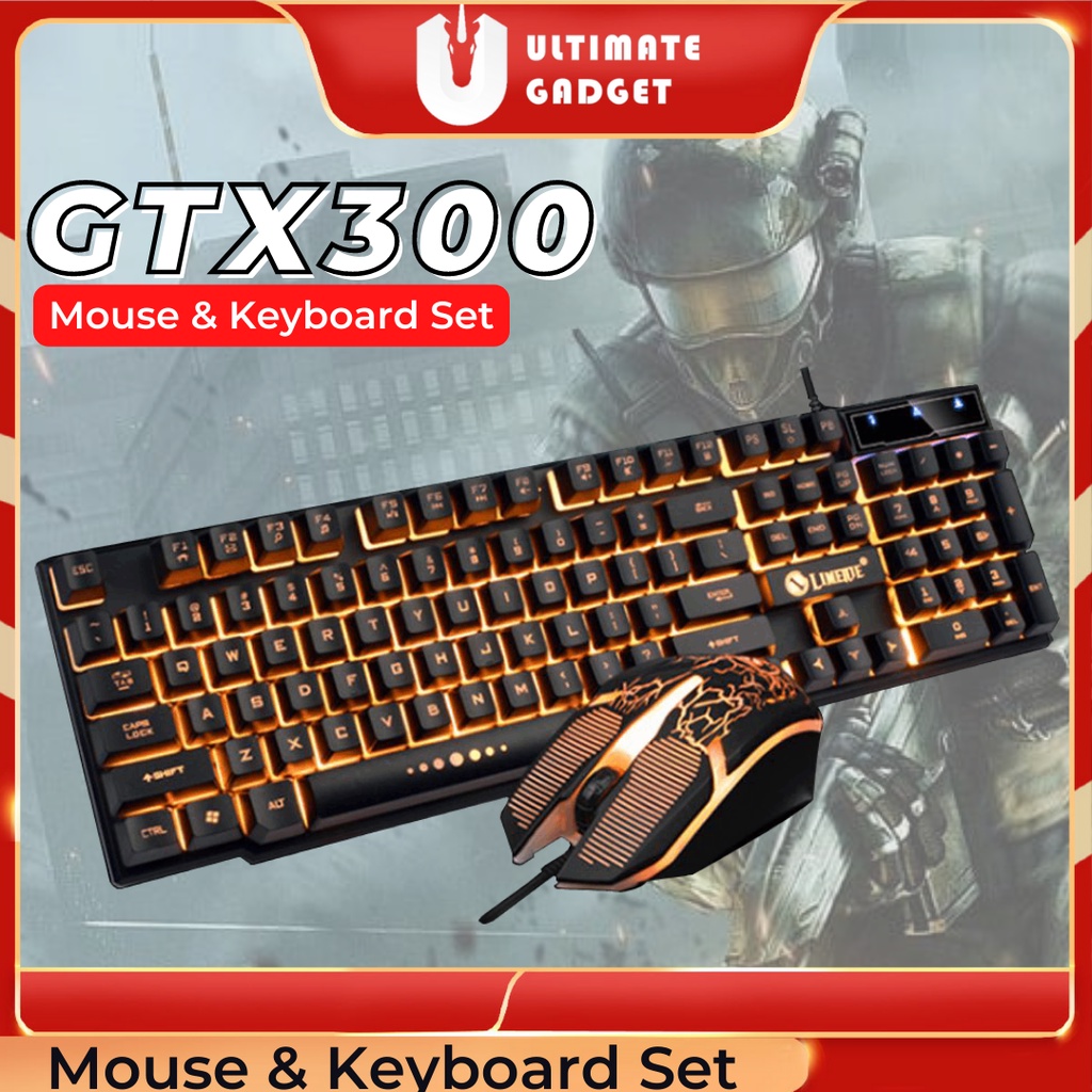 GTX300 Gaming Keyboard & Mouse Set Combo Limeide GTX-300 RGB Colourful ...