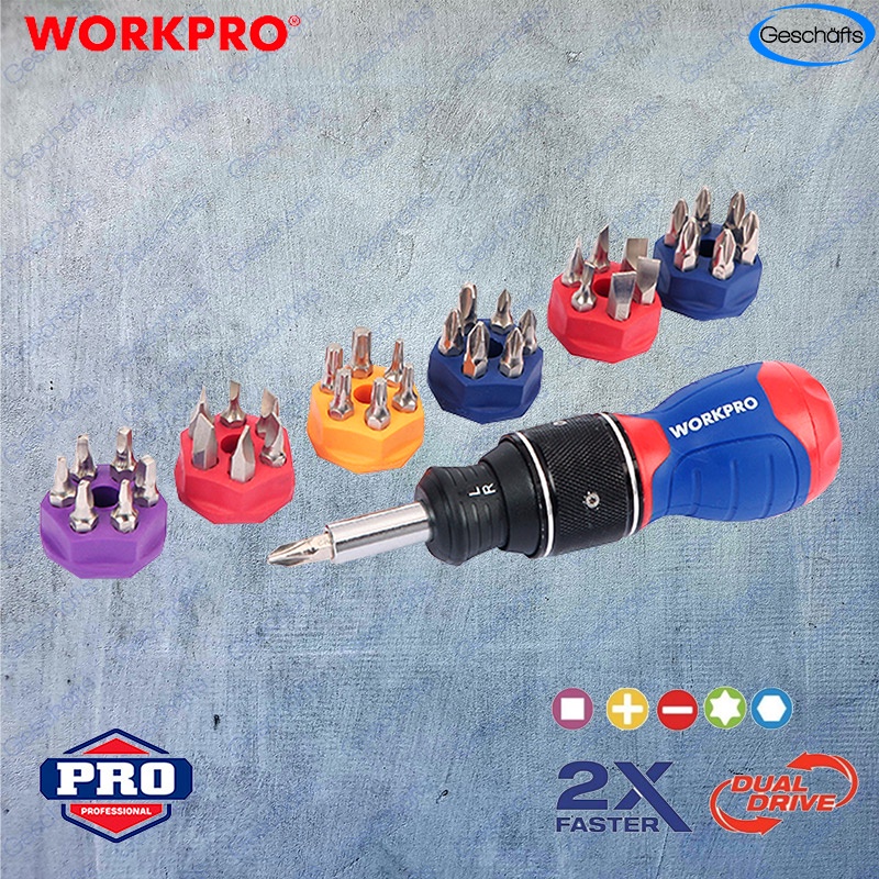 WORKPRO 38-IN-1 Double Drive Stubby Ratchet Screwdriver Set | Shopee Malaysia