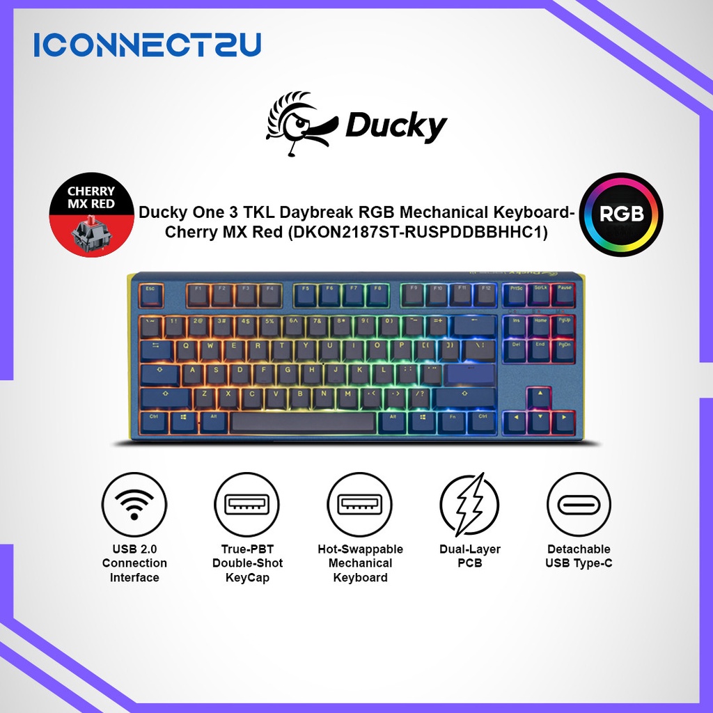 Ducky One 3 TKL Daybreak RGB Mechanical Keyboard - Cherry MX Red ...
