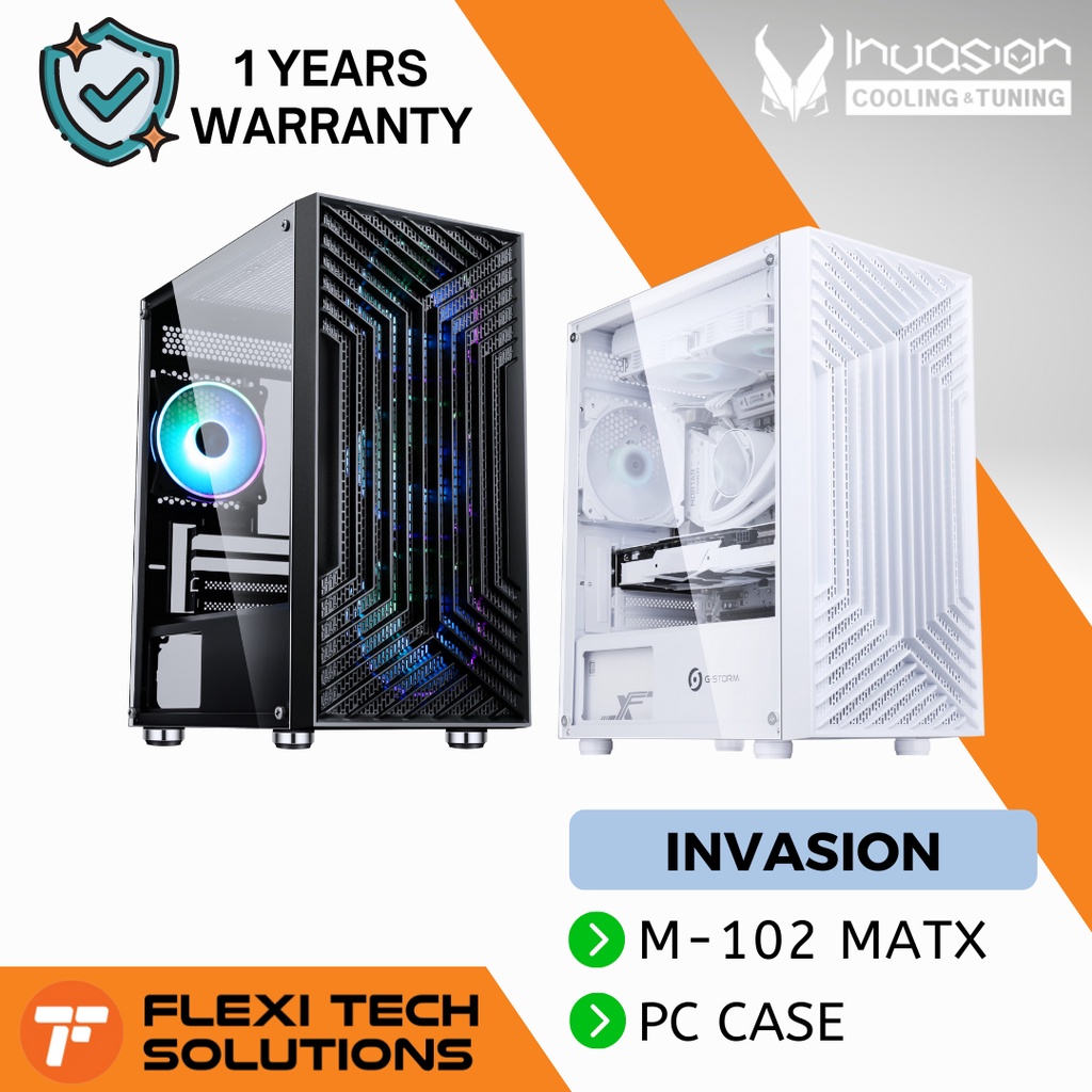 Flexi Tech INVASION M-102 MATX OPEN DESIGNED PC Desktop Case Black ...