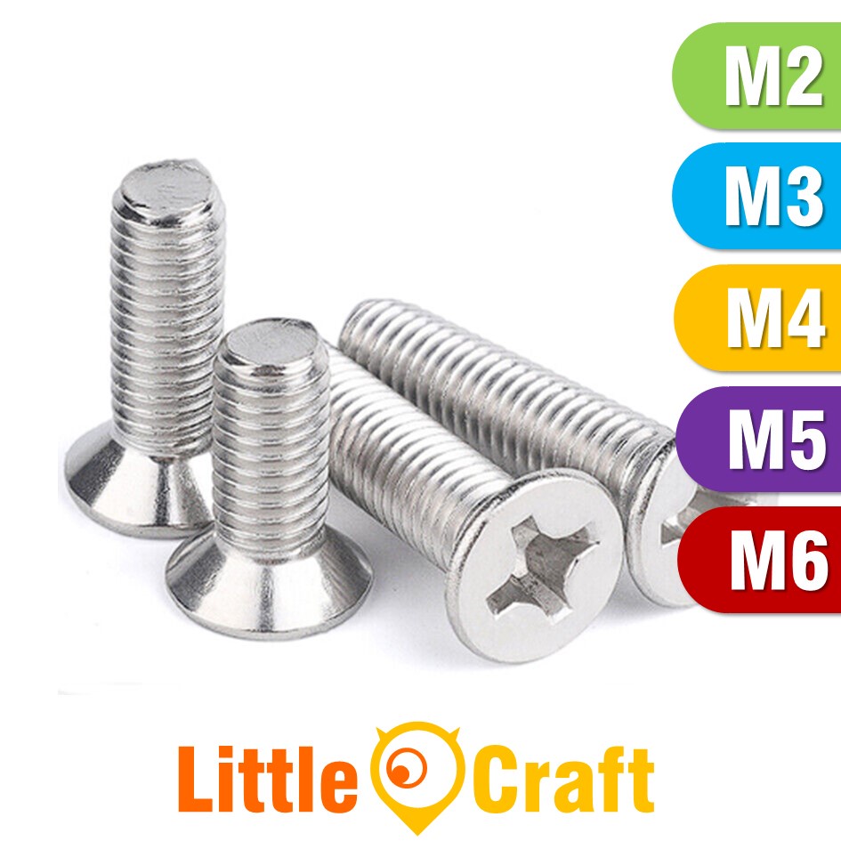 Flat Head Machine Metric Screw M2 M3 M4 M5 M6 Zinc Plating 10pcs ...