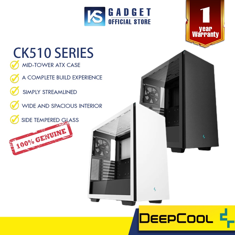 DeepCool CH510 Mid Tower TG PC Case [BLACK / WHITE] Minimalistic ATX ...