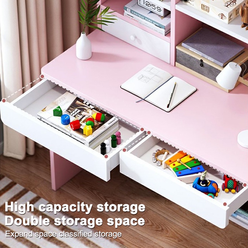 Child Study Table Meja Belajar Kanak Kanak Pink Blue Desk With Drawer ...