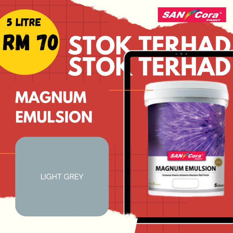 Interior Paint/Cat SANCORA Magnum Emulsion - Light Grey (5 litre ...