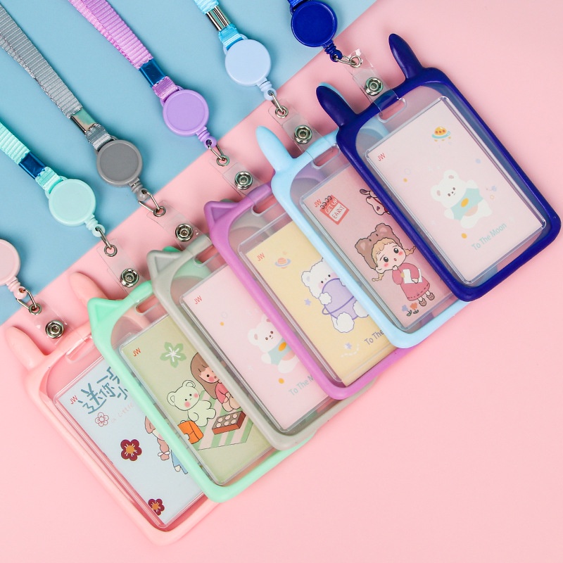 Cute Card Holder Cartoon Cat Bus Card Case ID Card Sleeve Retractable ...