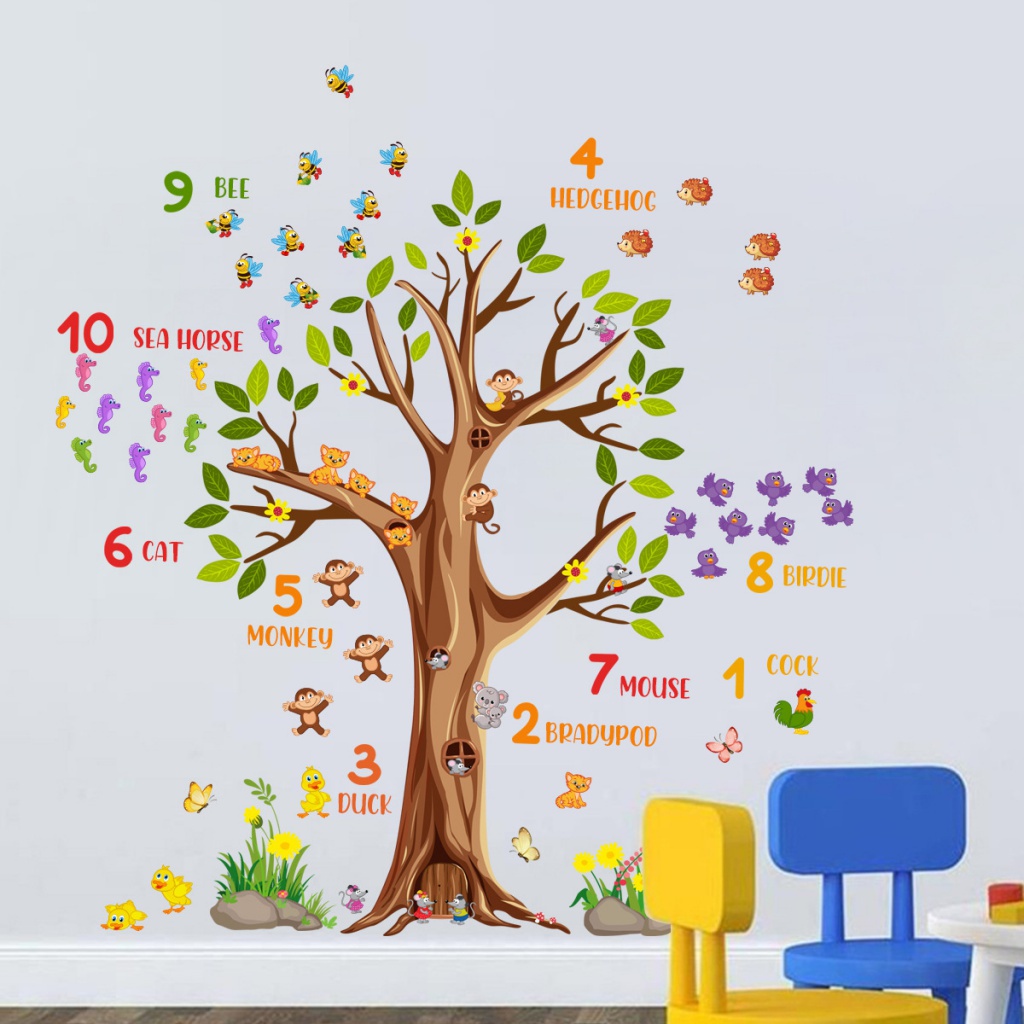 Big Tree Number Early Education Wall Stickers Children's Room ...