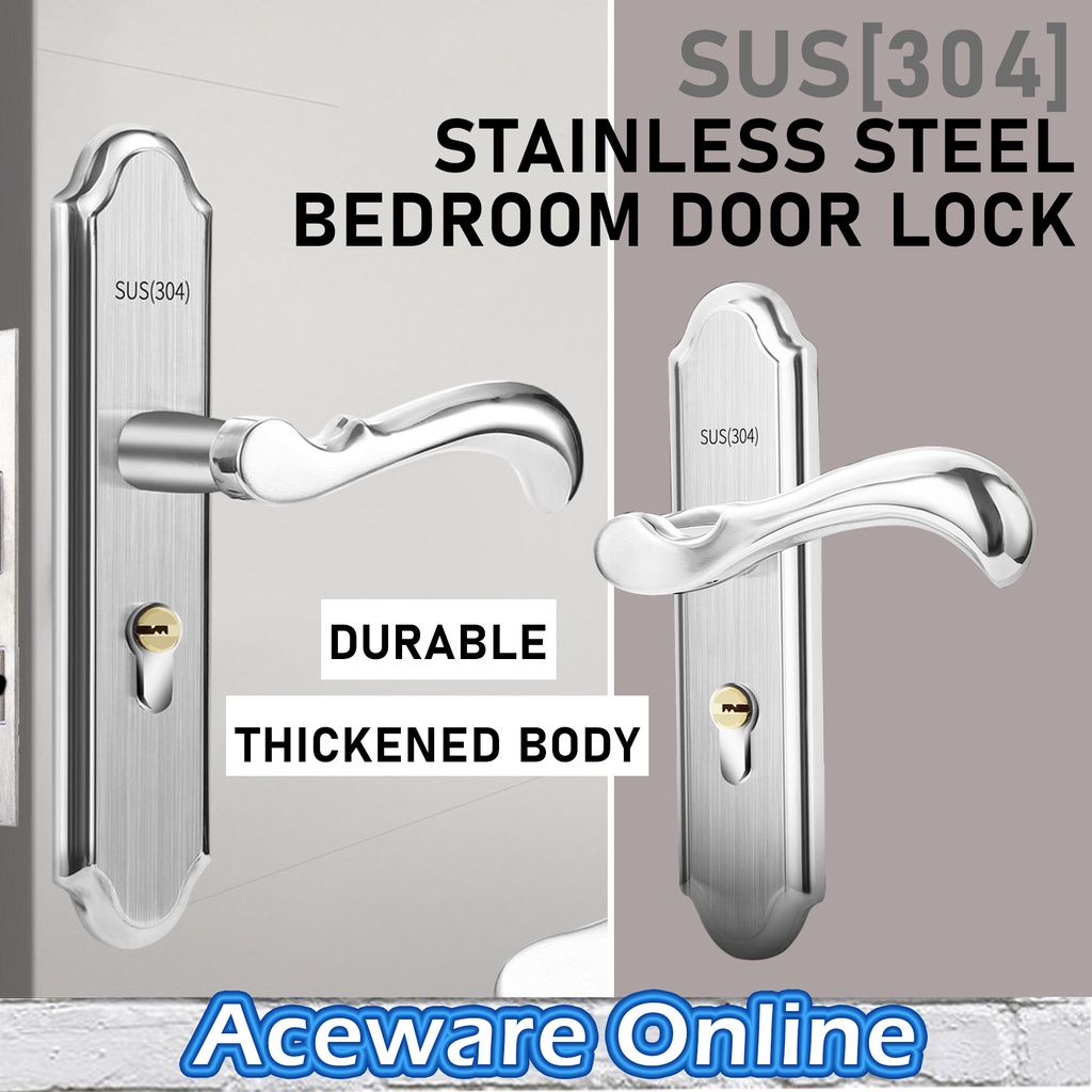 304 Stainless Steel Door Lock Handle Bedroom Door Lock Set Handle Door ...