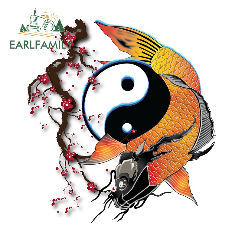 EARLFAMILY 13cm Koi Fish Car Sticker Japanese Air Conditioner Laptop ...