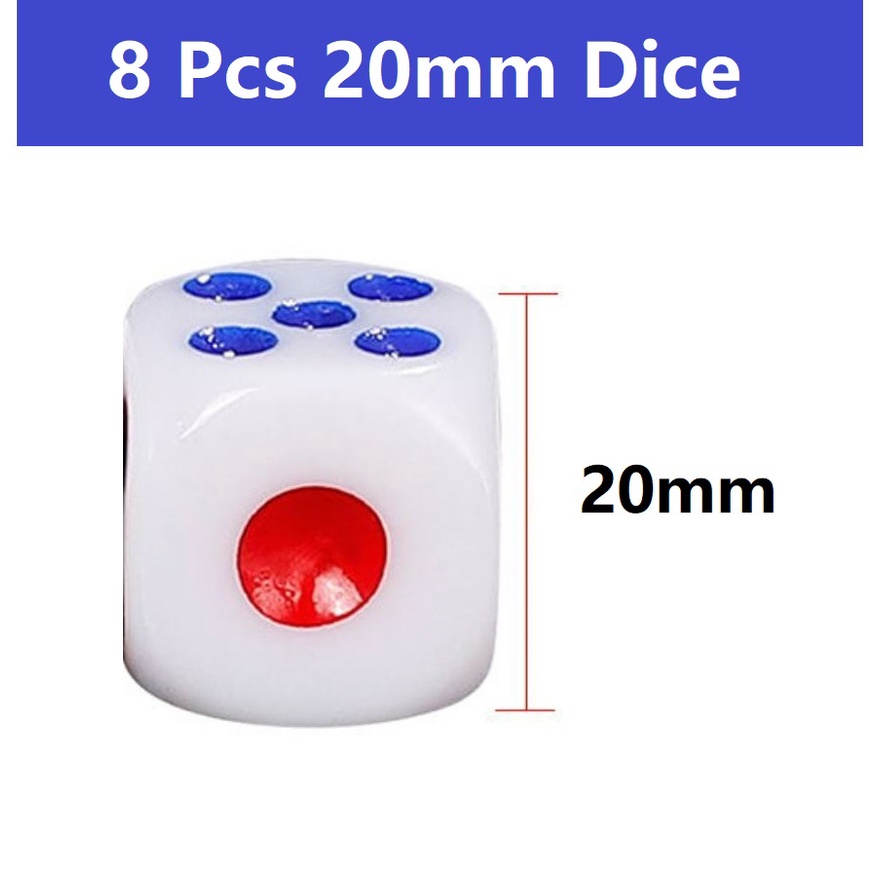 20mm Dice Pack of 8 Pcs Game Acrylic Premium Quality Dice Standard ...