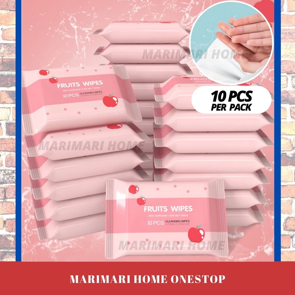 10pcs/Pack Baby Wipes Mini Wet Tissue Antibacterial Non-Alcohol Travel ...