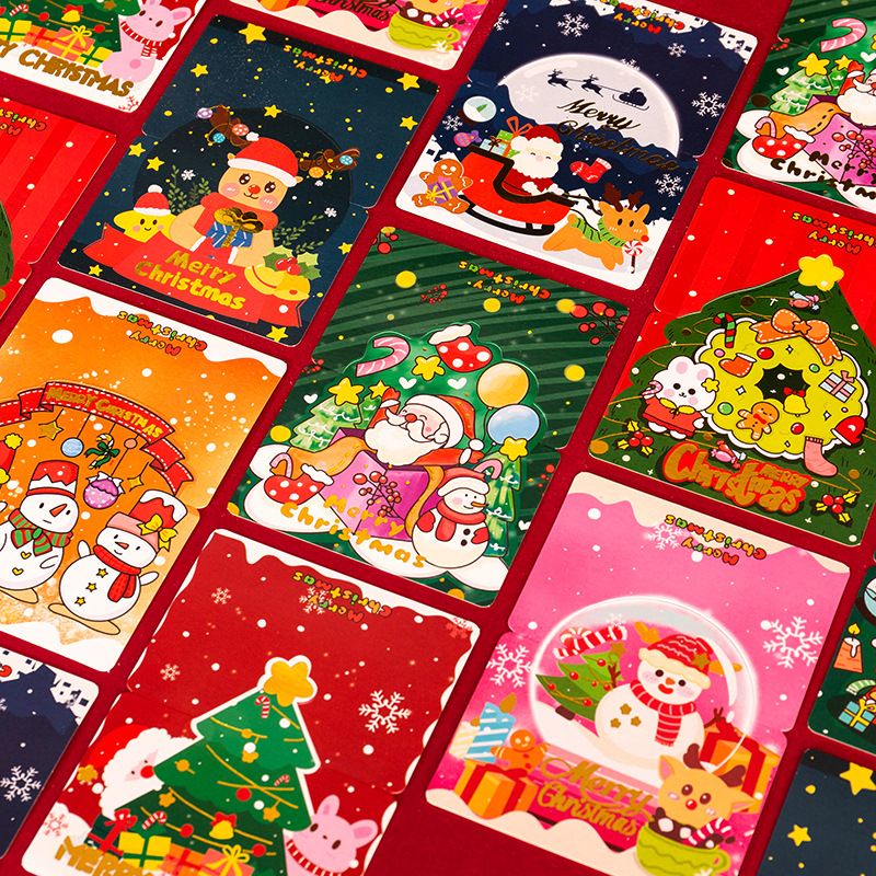 Bronzing Christmas Cards Greeting Wishing Snowman Blessing Gift Message ...