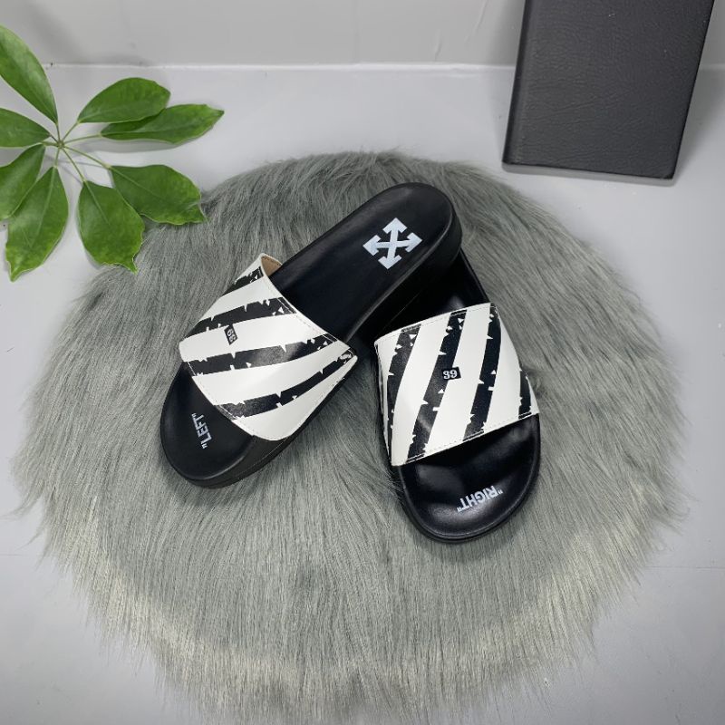 Off-white Zebra-Print Rubber Sliders Black 2023 | Shopee Malaysia