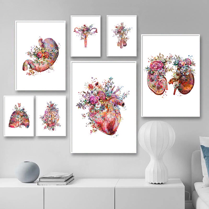 Modern Decorative Canvas Painting Anatomy Art Medical Flower Organ ...