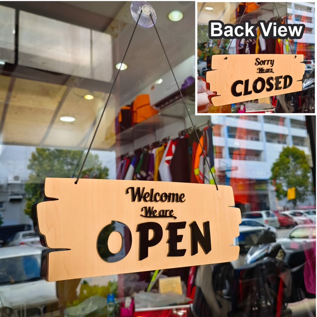 Sign Open Close Gold Indoor Sign Papan Tanda LCM | Shopee Malaysia