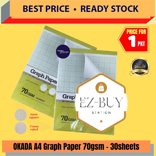 OKADA A4 70gms Graph Pad 30's / Kertas Graf / Graph paper / 2mm ...